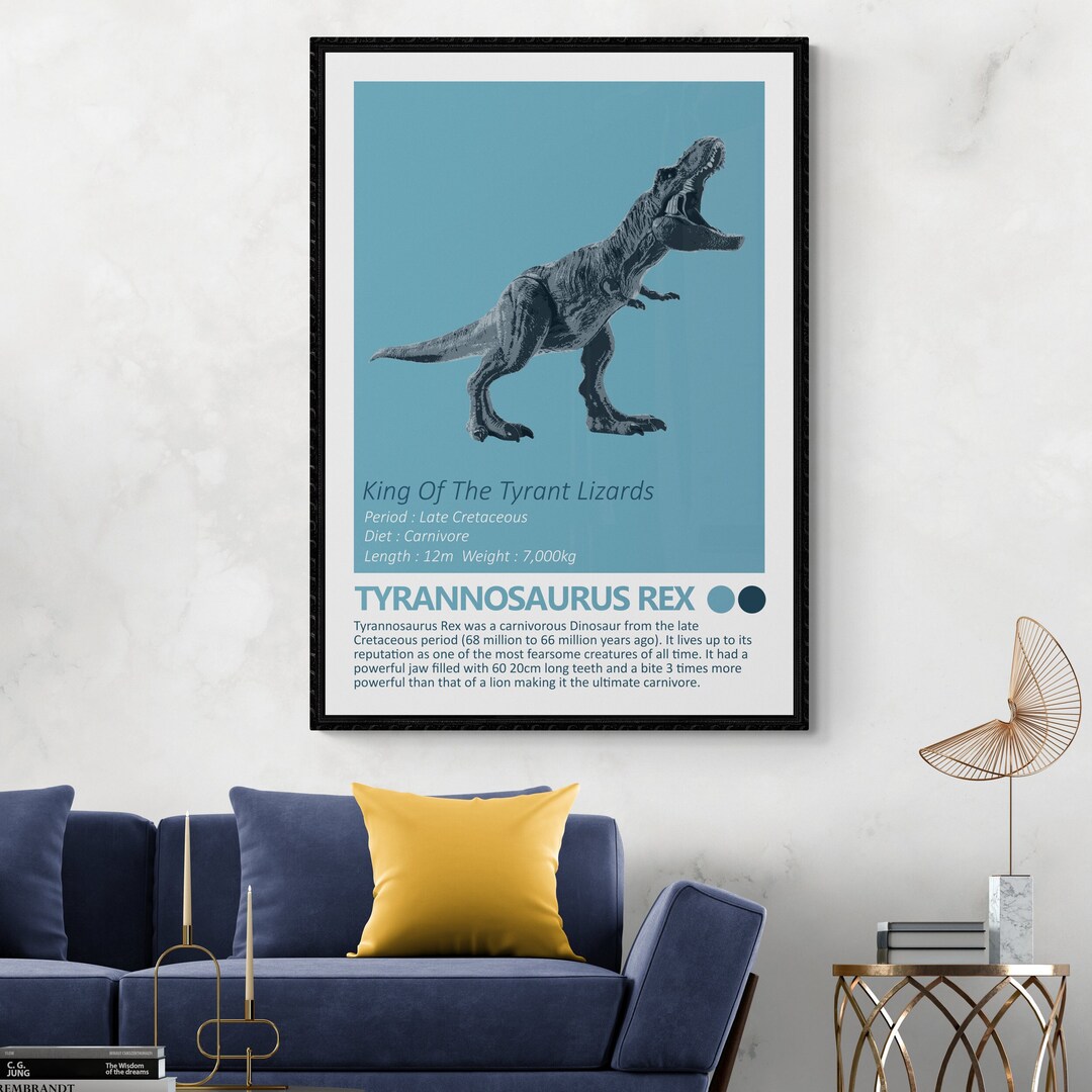 Tyrannosaurus Rex - Dinosaur Fact Sheet Art Print, Jurassic Kids Room ...