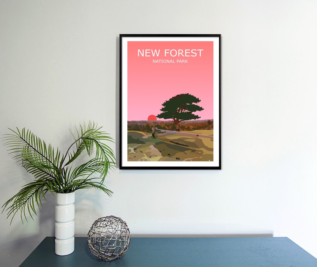 New Forest Sunset Landscape Art Print, UK National Park, South England ...