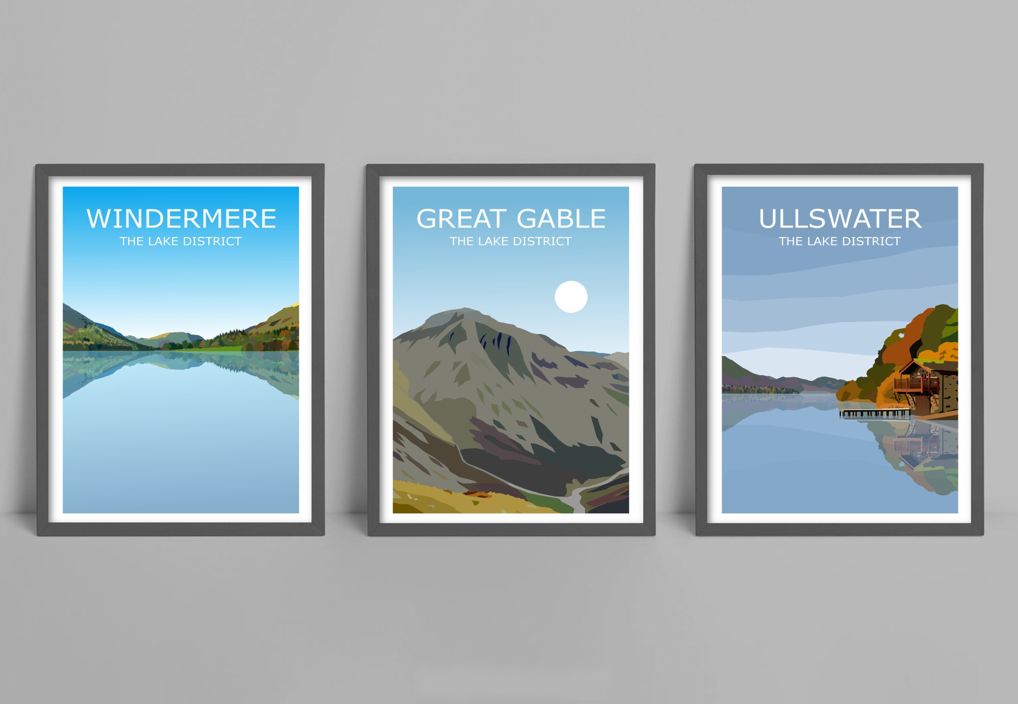 The Lake District Set of 3 Art Prints Windermere Great | Etsy