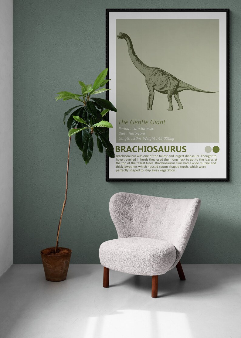 DIGITAL DOWNLOAD - Brachiosaurus - Dinosaur Fact Sheet Printable Art ...