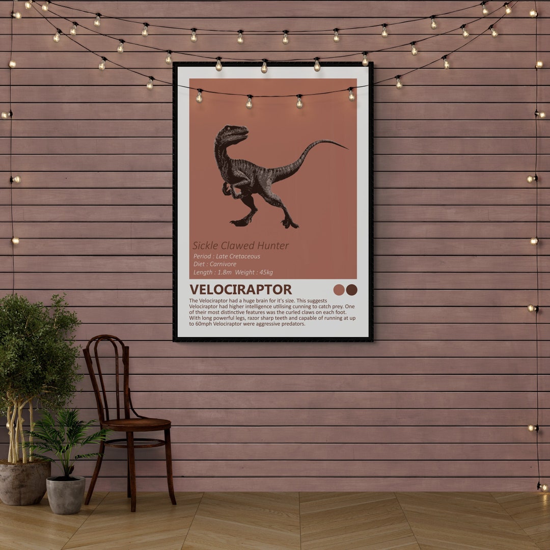 DIGITAL DOWNLOAD - Velociraptor - Dinosaur Fact Sheet Printable Art ...