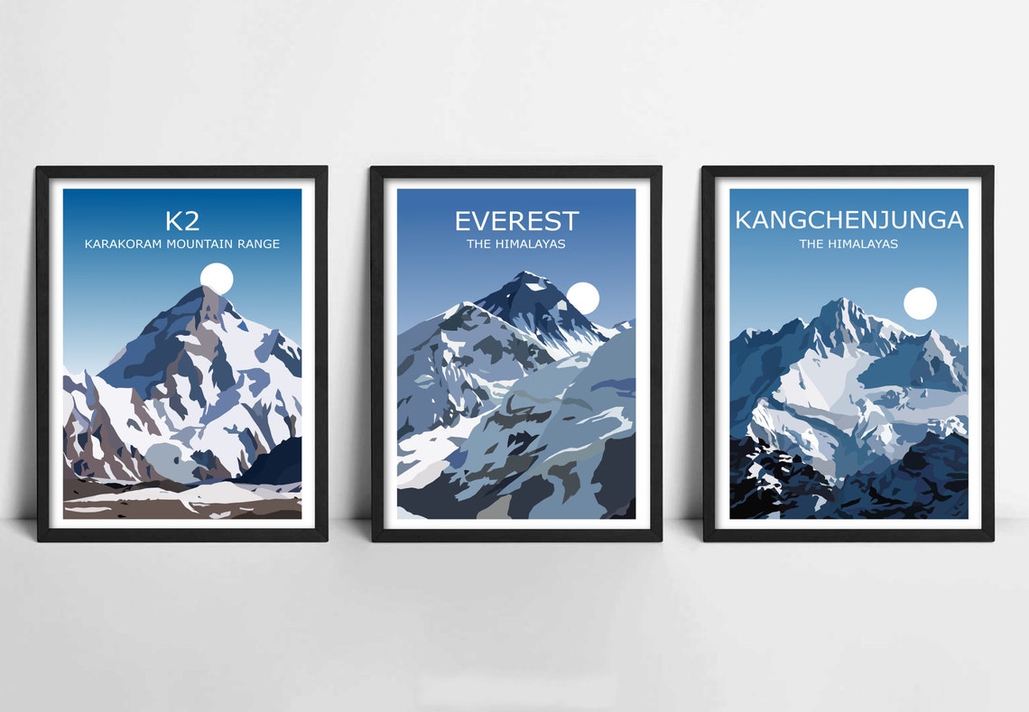 The Eight Thousanders Set of 14 Landscape Art Prints the - Etsy