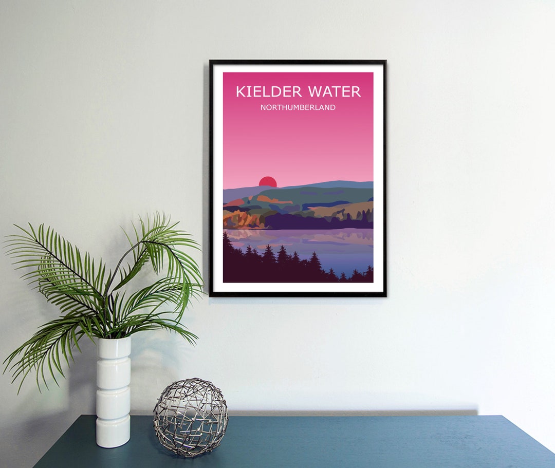 Kielder Water Sunset Art Print, paisaje de Northumberland, parque ...