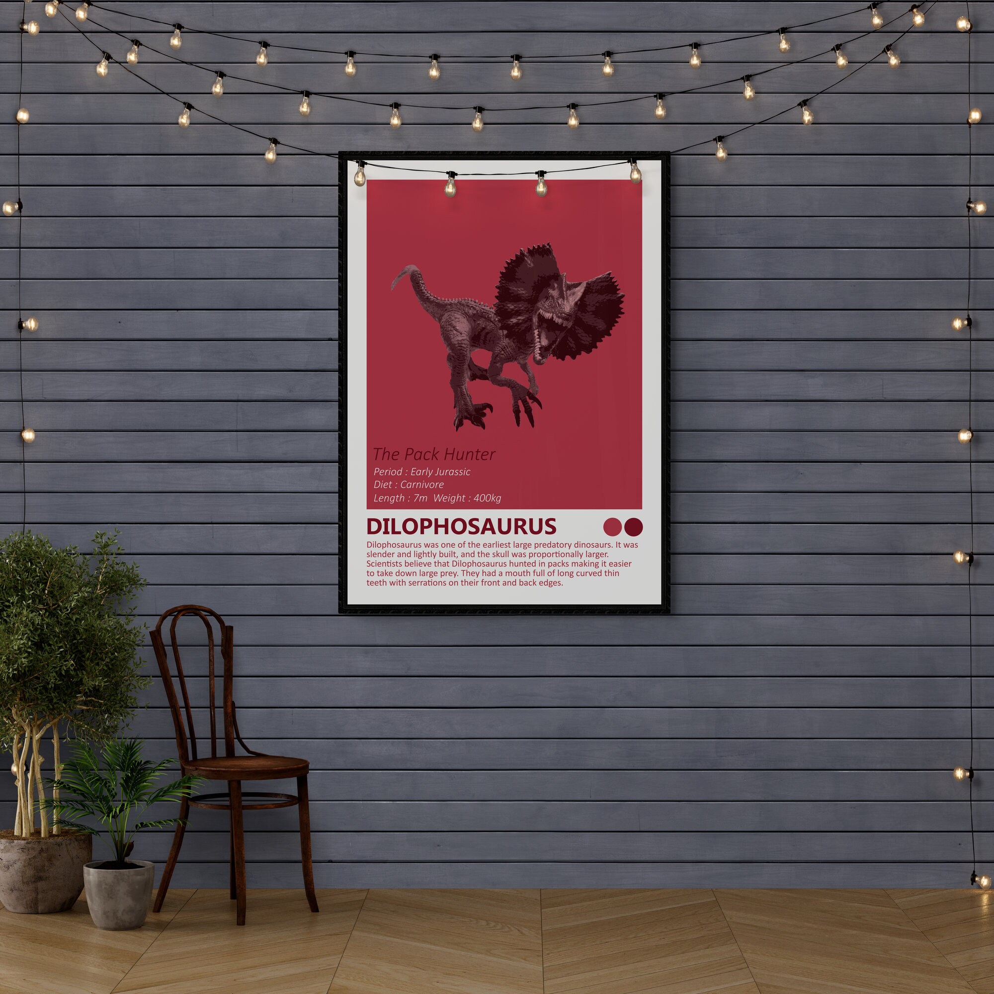 Dilophosaurus - Dinosaur Fact Sheet Art Print, Jurassic Kids Room Home ...