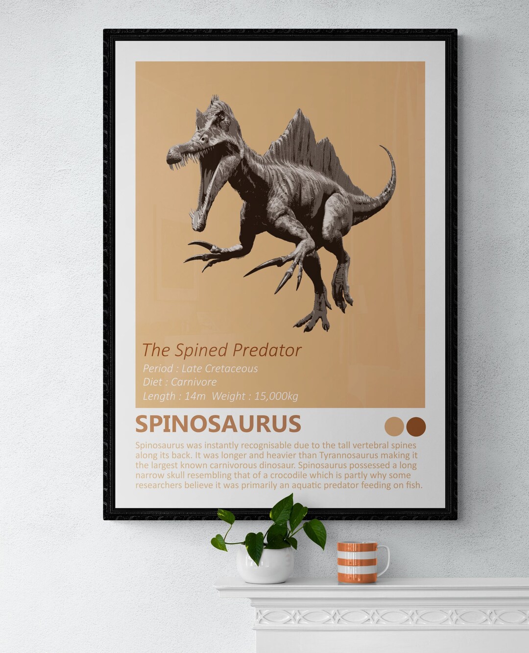 Spinosaurus - Dinosaur Fact Sheet Art Print, Jurassic Kids Room Home ...