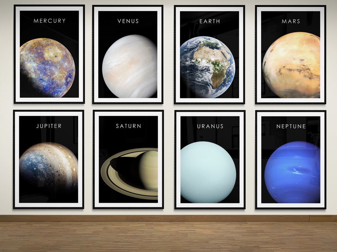 Solar System Art Prints - Full Set of 8 Planets, Space Themed Home ...