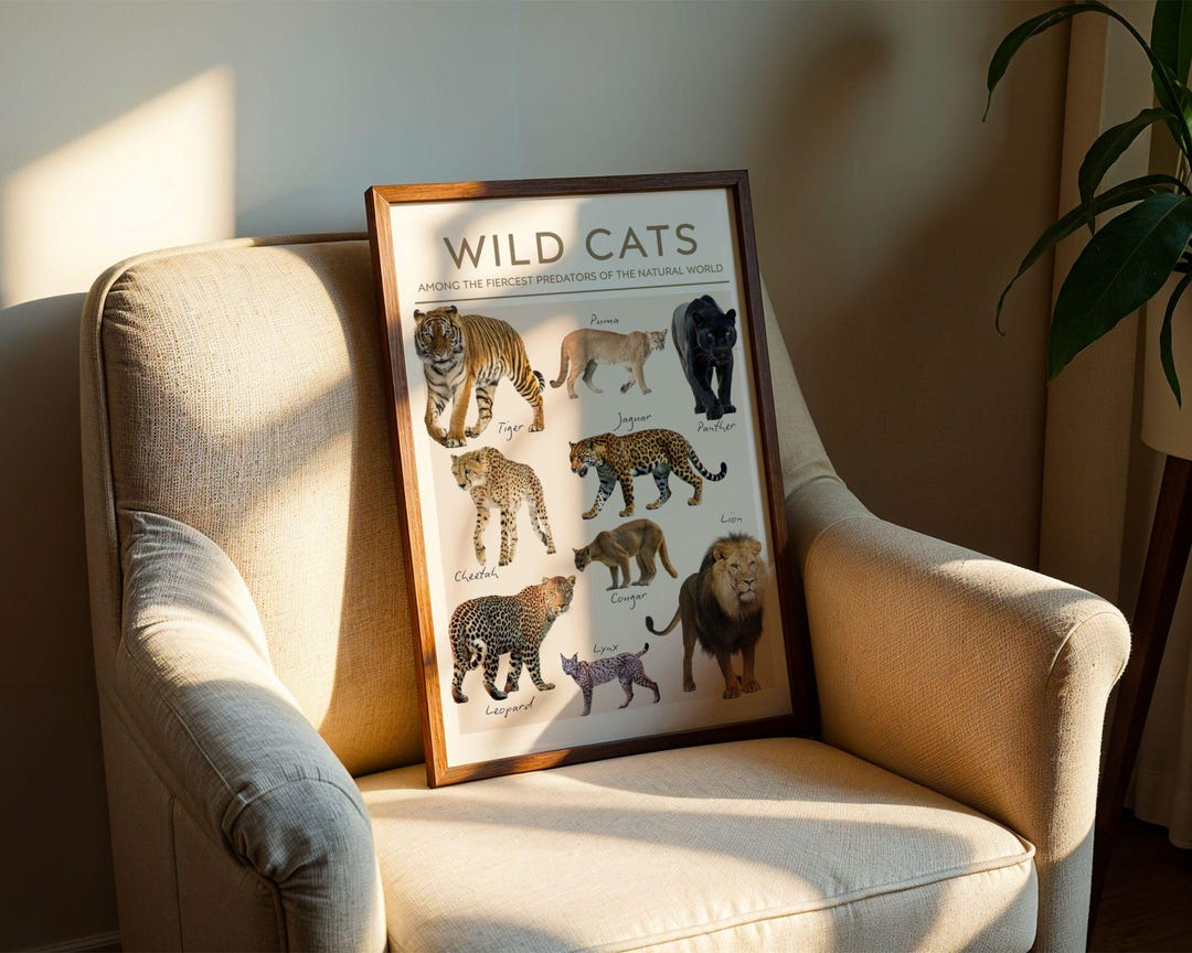Big Cats Poster | Wild Predators of the Natural World | Lion, Tiger ...
