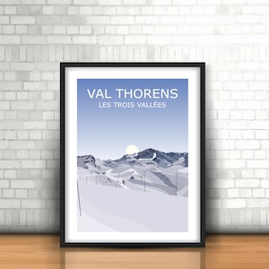 Val Thorens Art Print, French Ski Resort Landscape, Les Trois Vallees ...