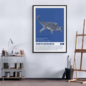 Ankylosaurus - Dinosaur Fact Sheet Art Print, Jurassic Kids Room Home ...