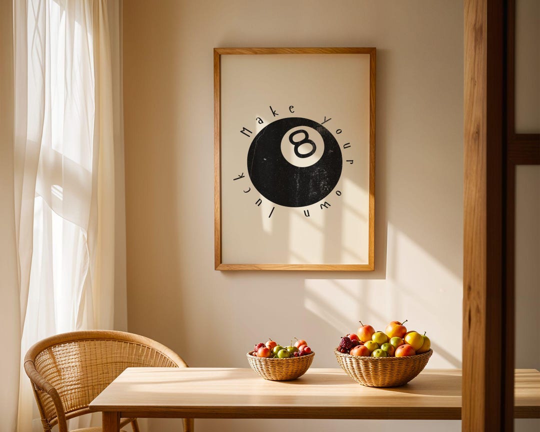 Make Your Own Luck 8 Ball Art Print | Quirky Boho Wall Art | Minimalist ...