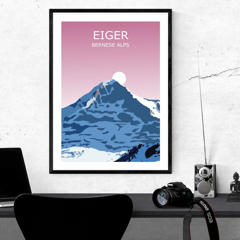 Eiger Art Print, Bernese Alps Peak Landscape, the Alpine Big 3, Travel ...