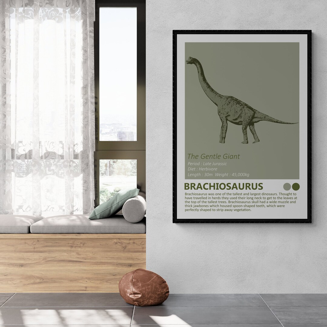 DIGITAL DOWNLOAD - Brachiosaurus - Dinosaur Fact Sheet Printable Art ...
