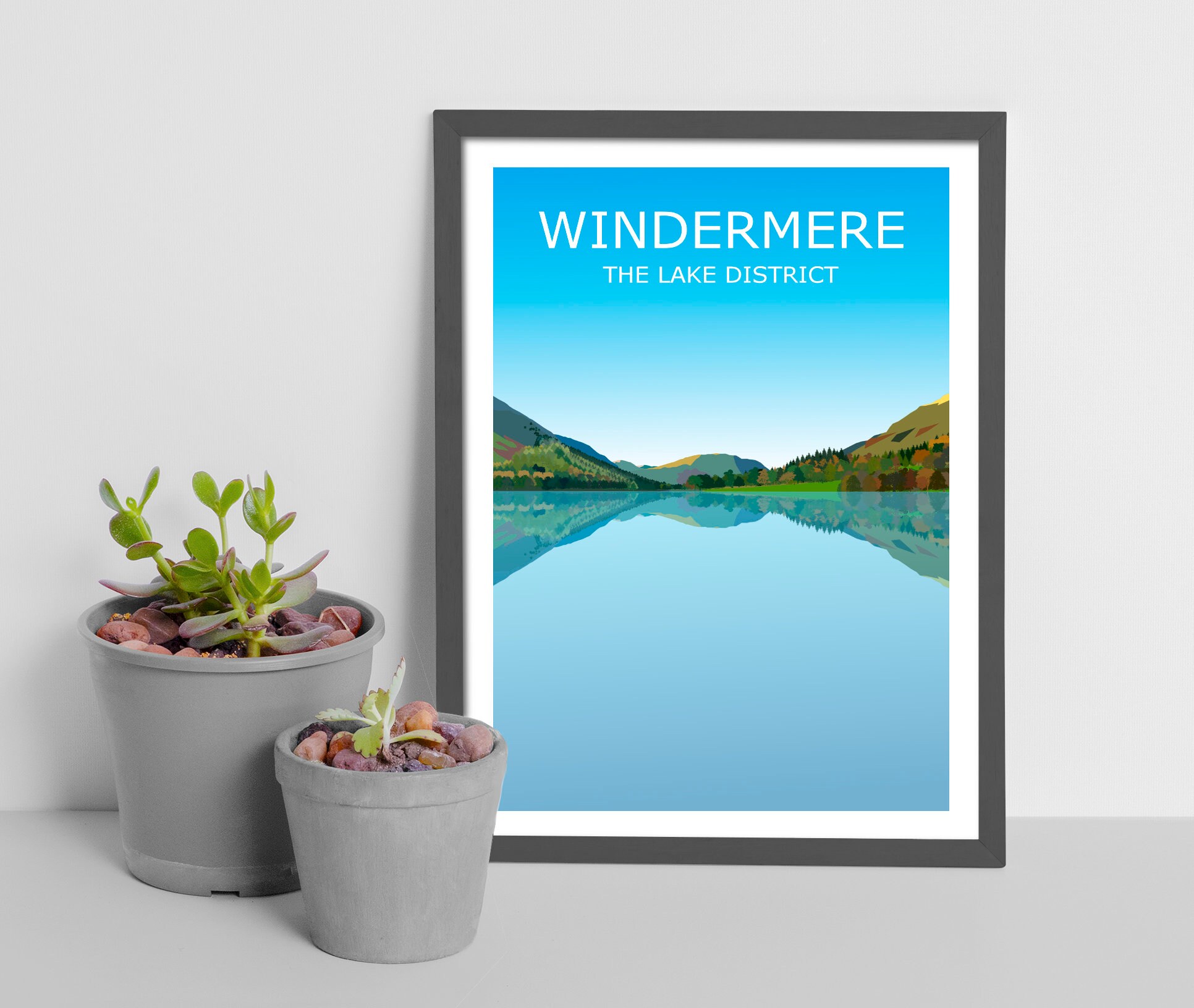 The Lake District Set of 3 Art Prints - Windermere, Great Gable ...