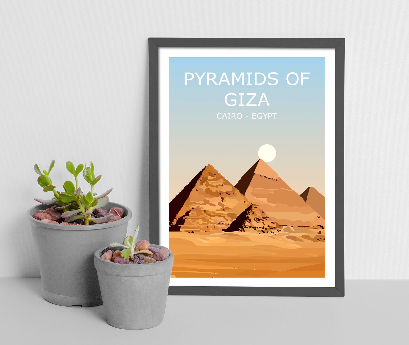 Pyramids of Giza Art Print Landscape Travel Poster the Great - Etsy