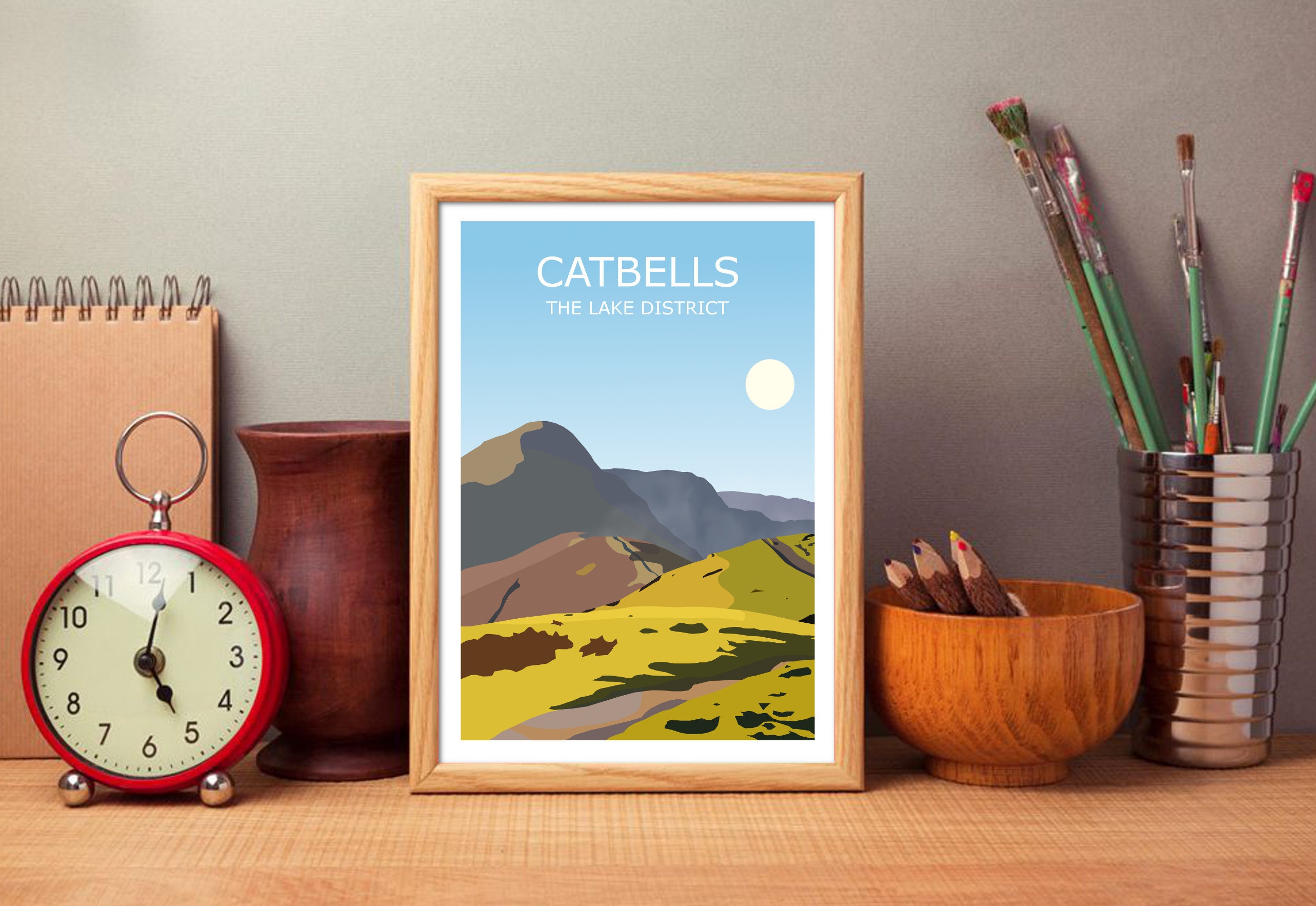 Catbells Art Print, the Lake District Landscape, National Park, Cumbria ...