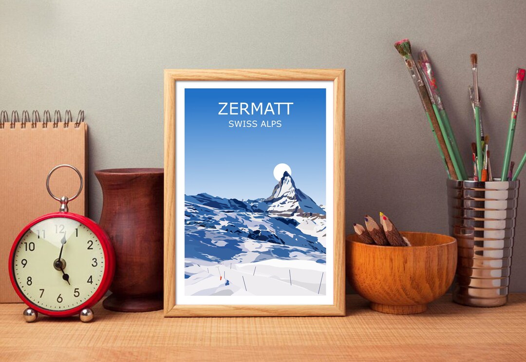 Zermatt Art Print, Swiss Ski Resort Landscape, Switzerland Alps, the ...