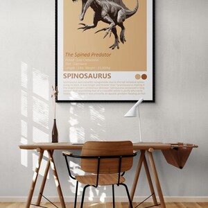 Spinosaurus - Dinosaur Fact Sheet Art Print, Jurassic Kids Room Home ...