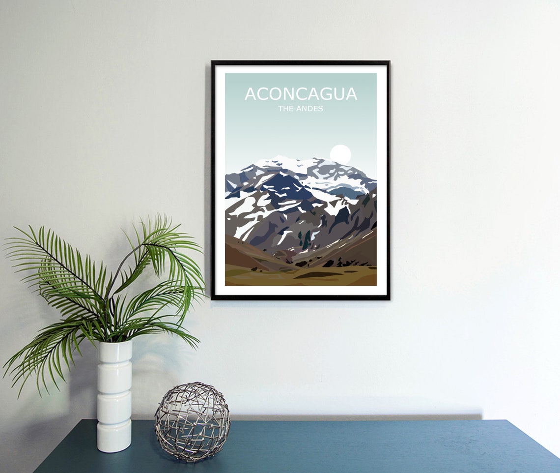 Aconcagua Art Print, South America's Highest Peak Landscape, Andes ...