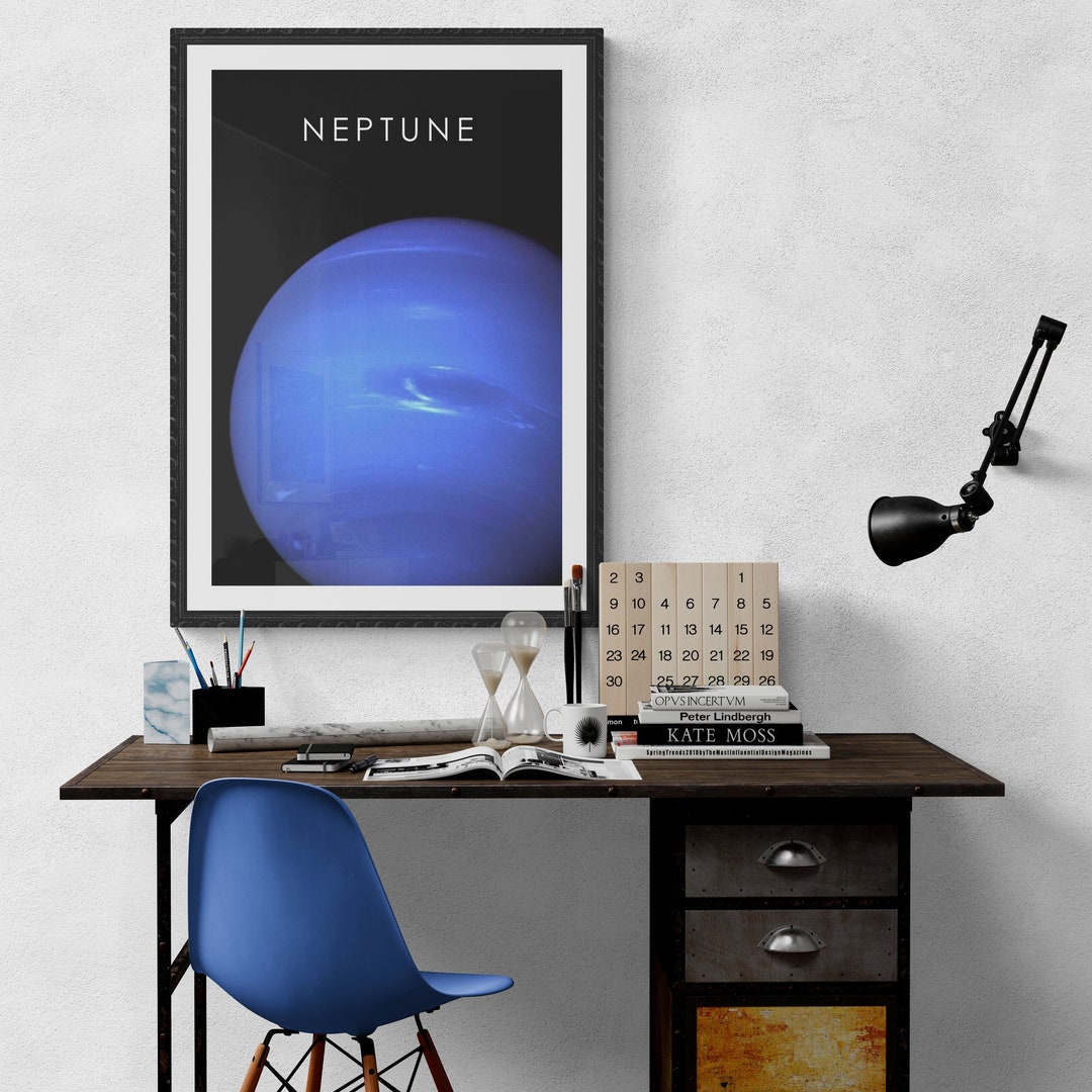 Neptune - Solar System Art Print, Space Themed Home Decor, Minimalist ...