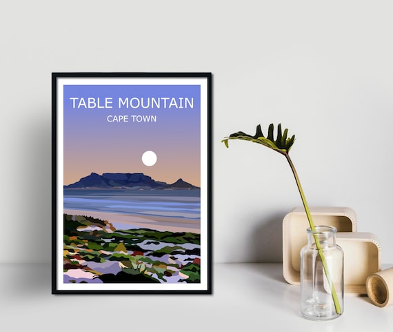 Table Mountain Art Print Cape Town Peak Landscape Flat - Etsy