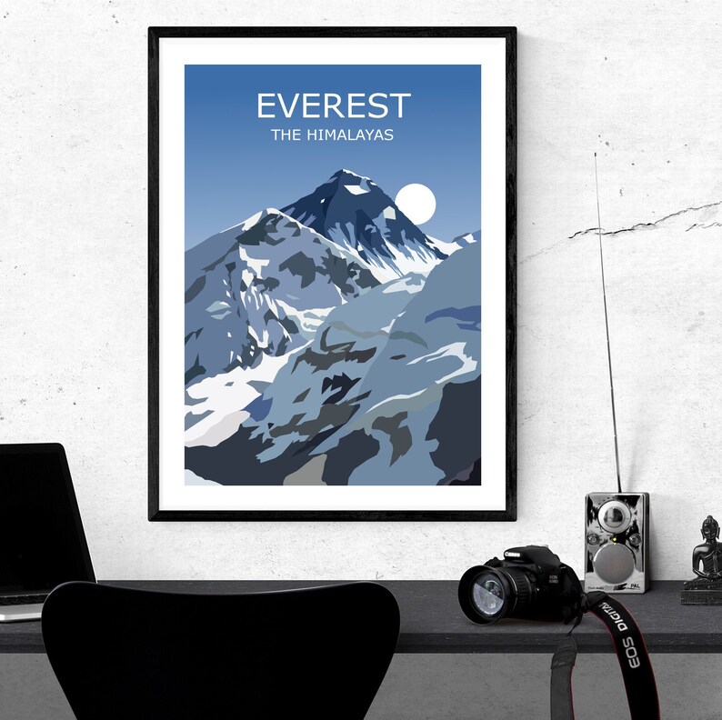 Mount Everest Art Print, Worlds Highest Peak Landscape, Himalaya ...