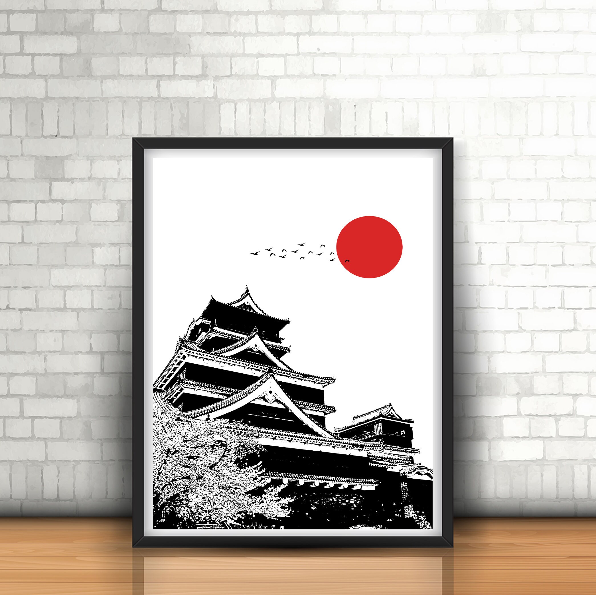 Kumamoto Castle Japanese Modern Wall Art, Japan, Minimalist Art Print ...