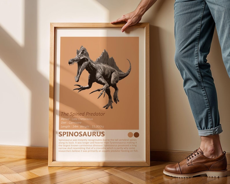 Spinosaurus - Dinosaur Fact Sheet Art Print, Jurassic Kids Room Home ...
