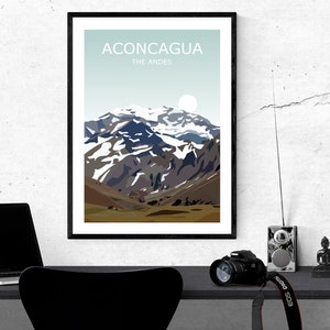 Aconcagua Art Print, South America's Highest Peak Landscape, Andes ...