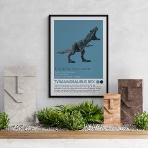 Tyrannosaurus Rex - Dinosaur Fact Sheet Art Print, Jurassic Kids Room ...