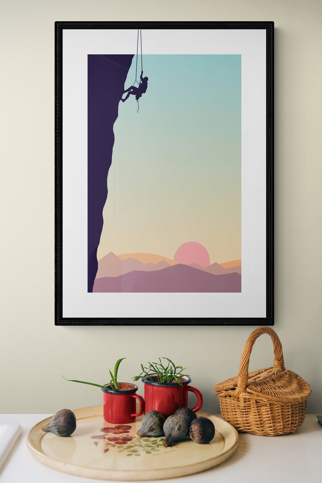 Sunrise Rock Climber, Wild Landscape Art Print, Great Outdoors ...