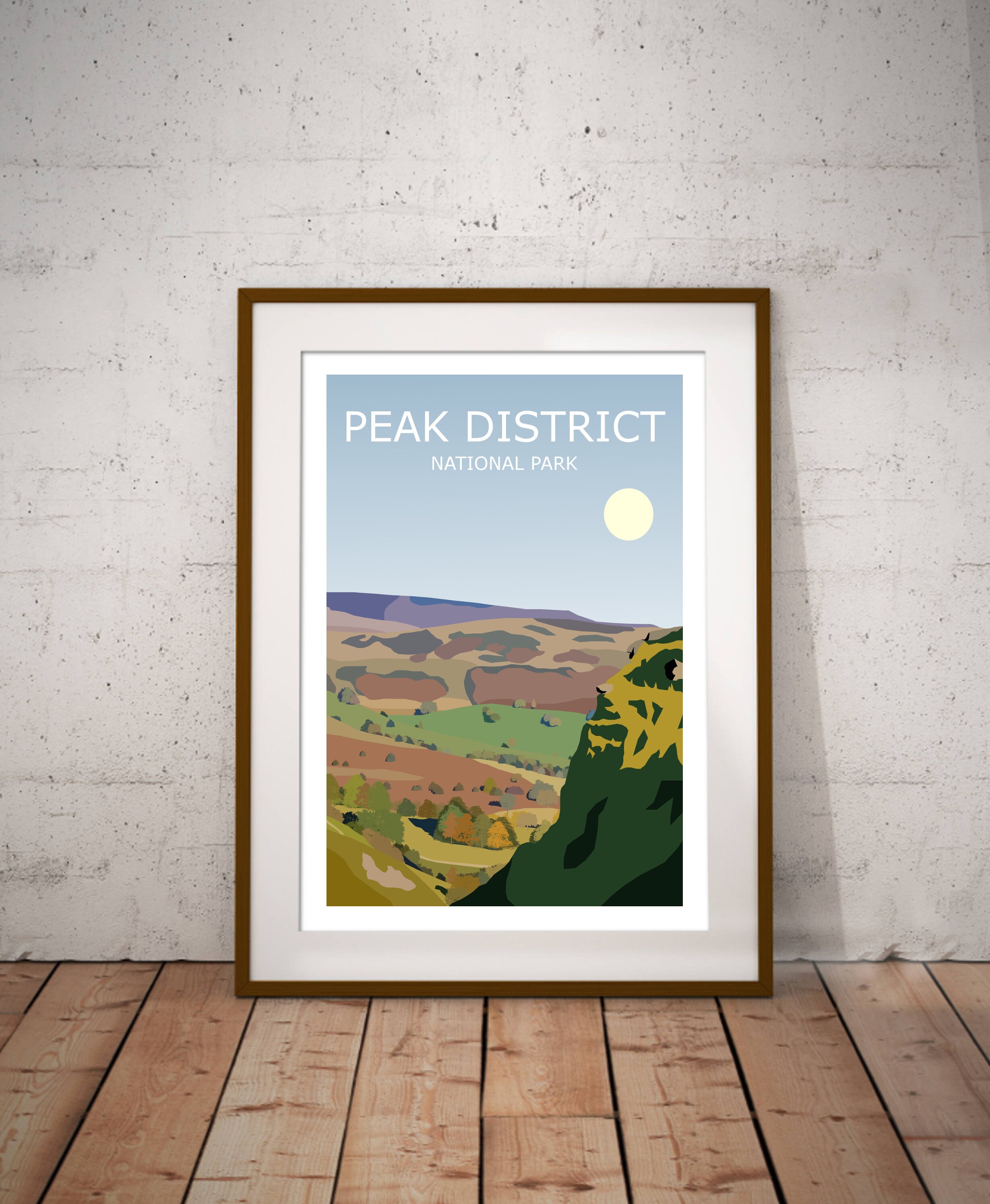 The Peak District Landscape Art Print, UK National Park, Hope Valley ...