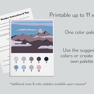 Printable Paint by Number Mountain Landscape Kit for Adult Beginners ...