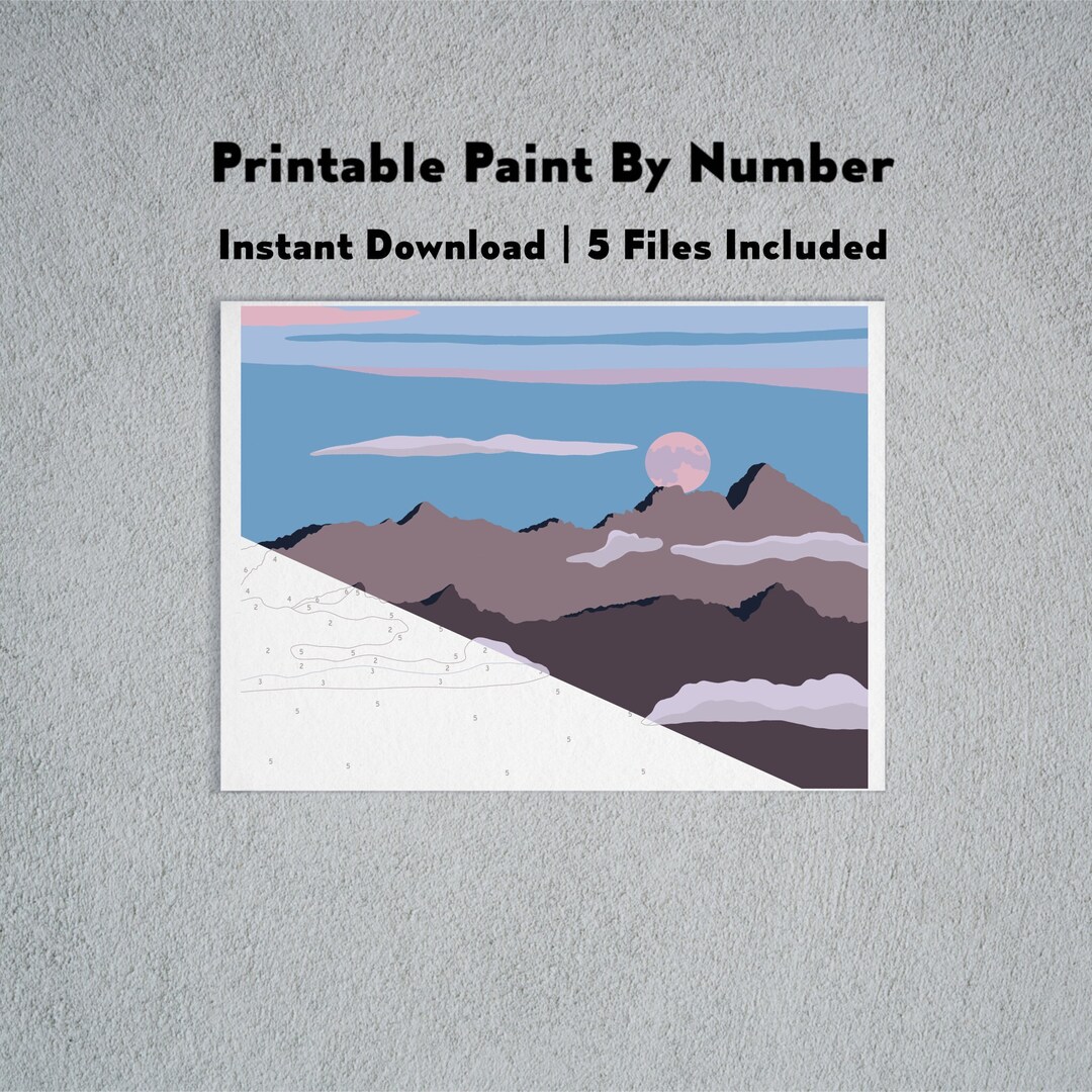 Beginner Moon Paint by Number, Mountain Landscape (digital Download) - Etsy