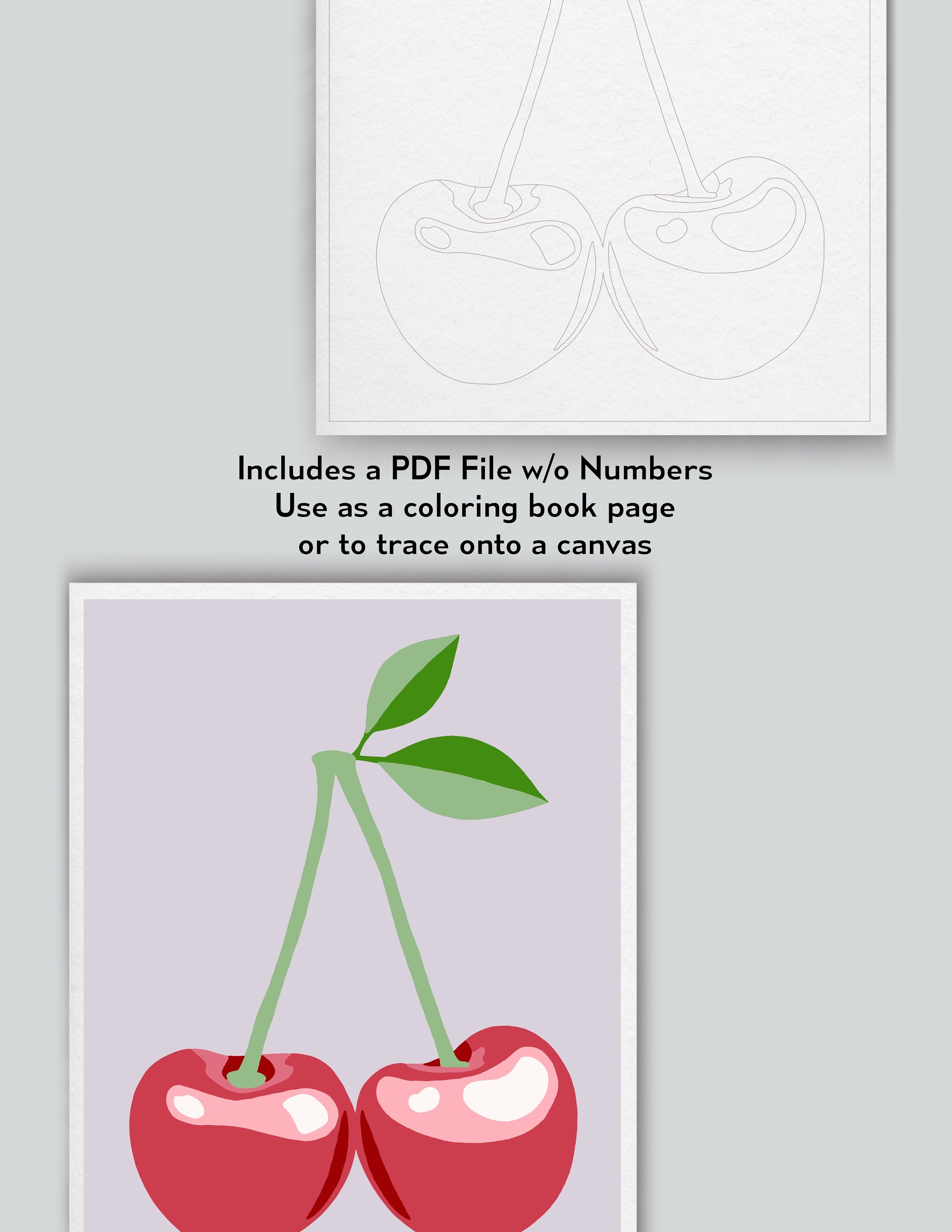 Printable Cherry Illustration Paint by Number Kit for Adult Beginners ...