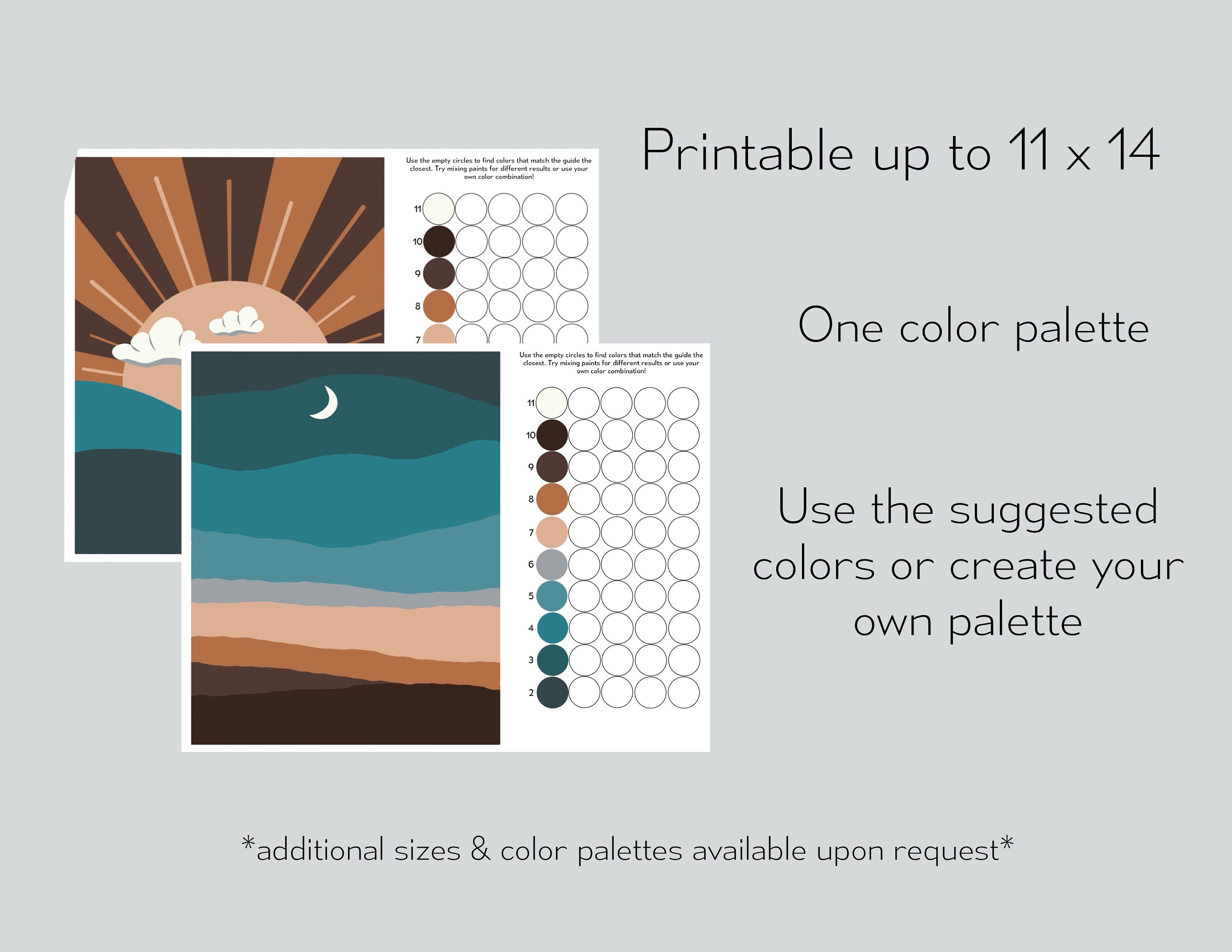 Printable Boho Sky Paint by Number Kit for Adult Beginners Bundle - Etsy