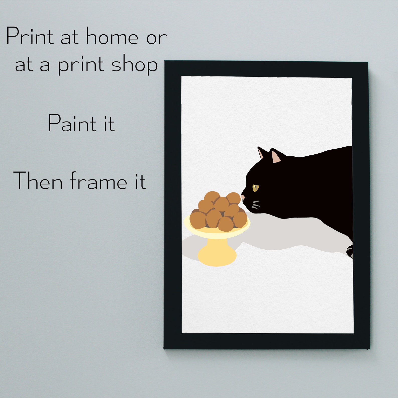 DIY Black Cat Paint by Number Traceable Outline, Printable Digital ...