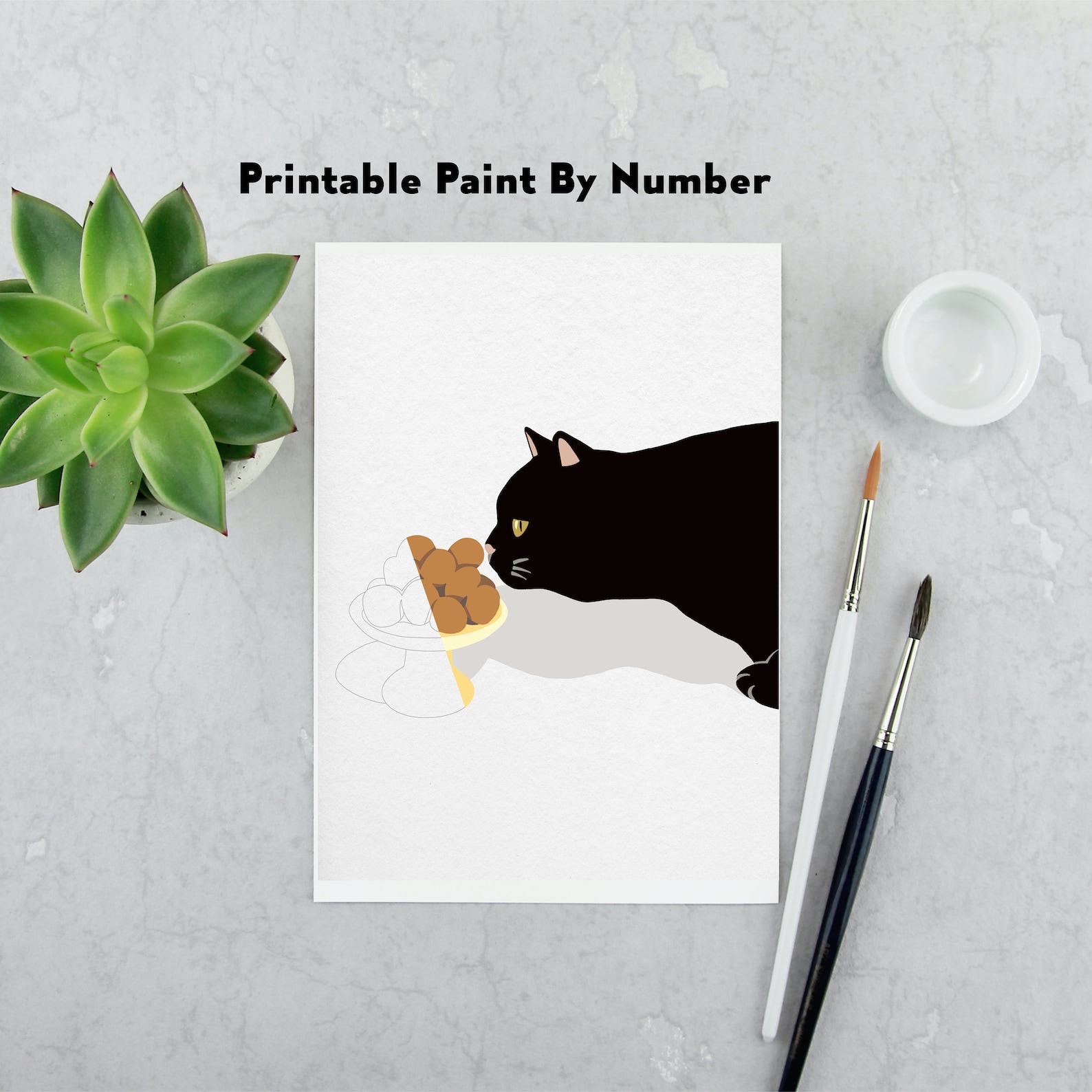 DIY Black Cat Paint by Number Traceable Outline, Printable Digital ...
