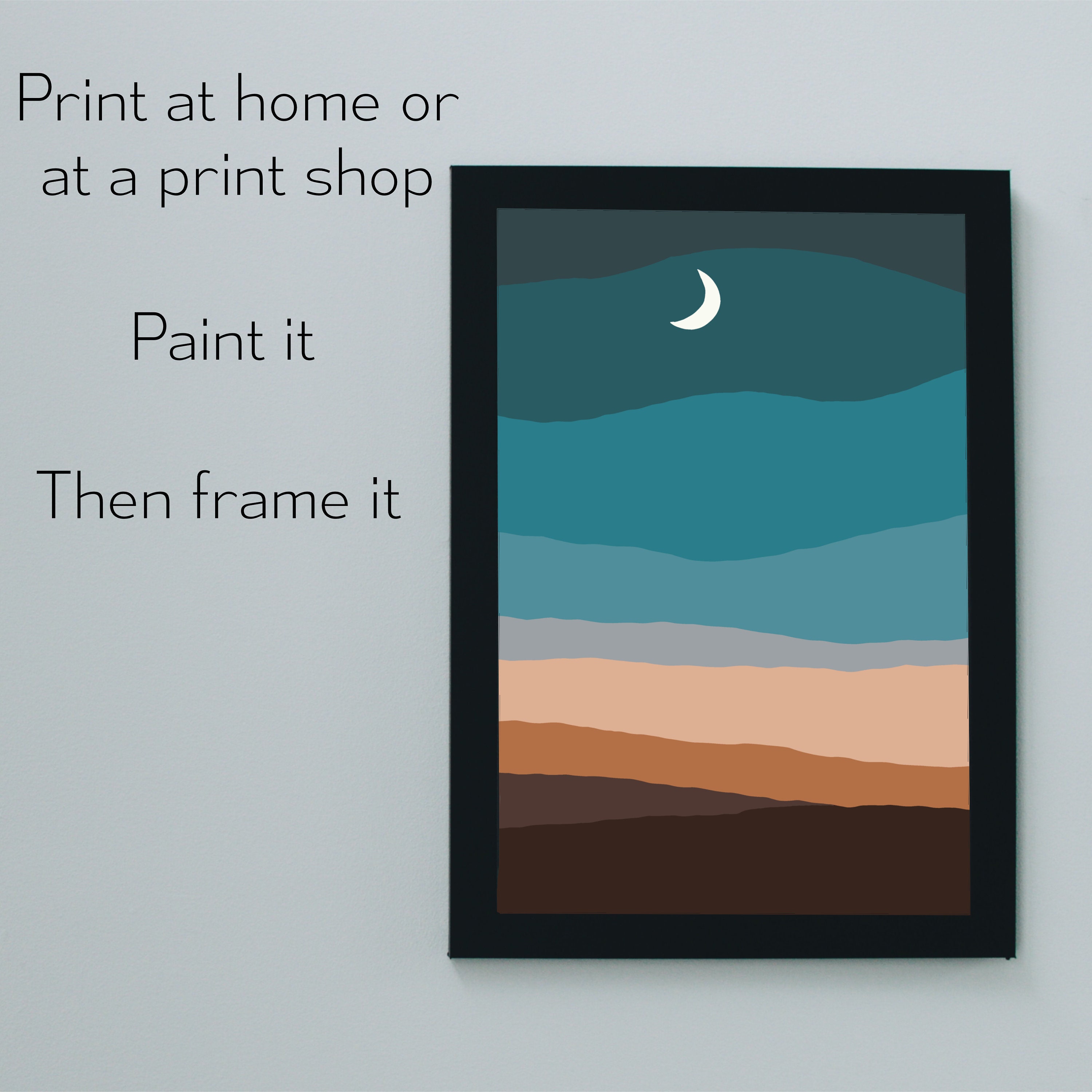 Printable Paint by Number Mountain Landscape Kit for Adult Beginners ...