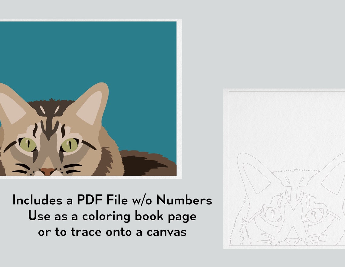 Cat Paint by Number Printable for Adults, DIY Art for Cat Lovers ...