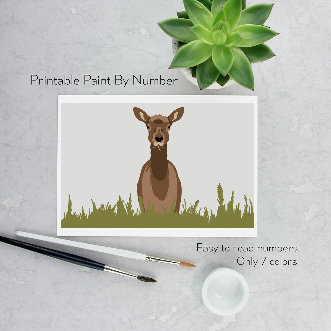 Printable Deer Paint by Number Digital Download, Easy Animal Themed ...