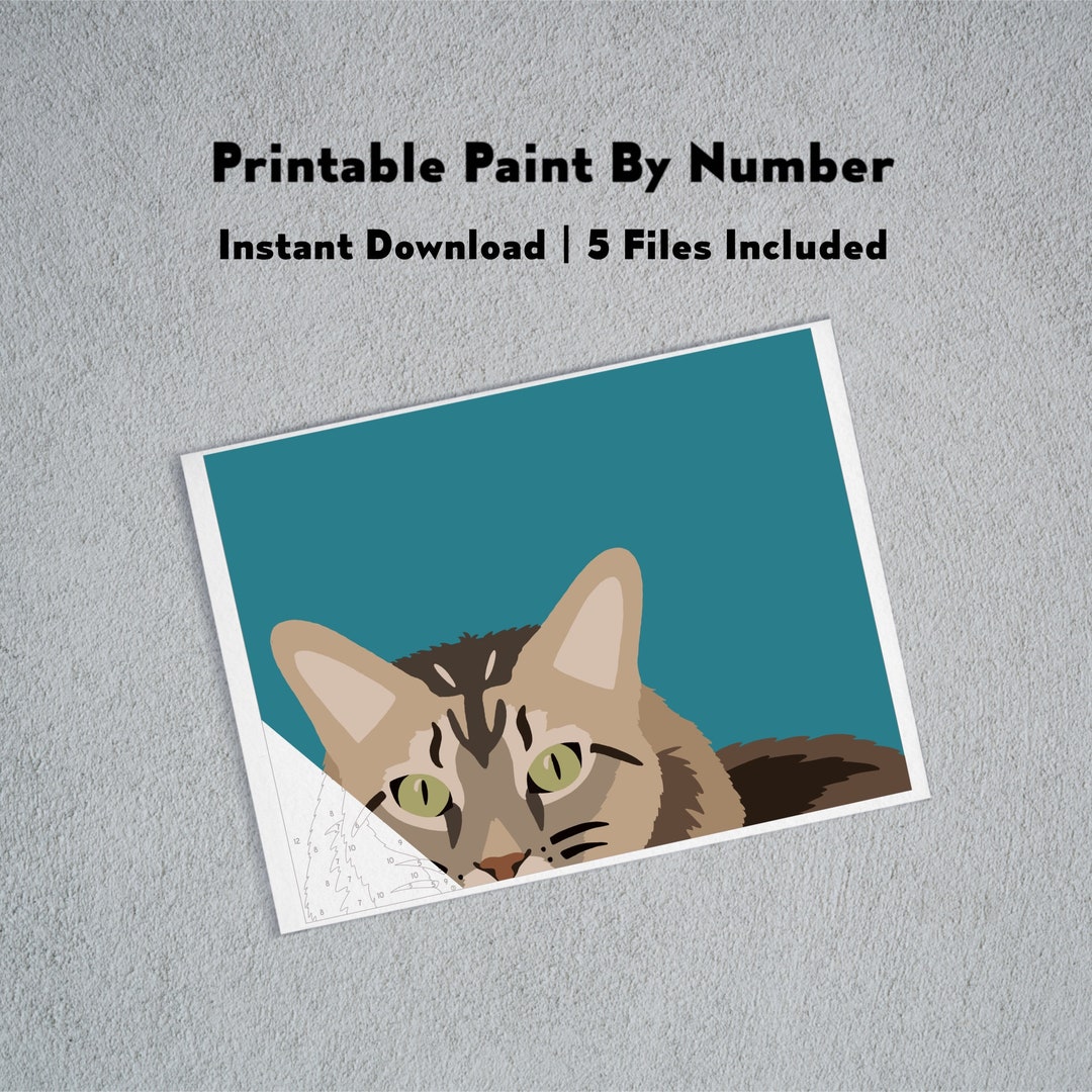 Cat Paint by Number Printable for Adults, DIY Art for Cat Lovers ...