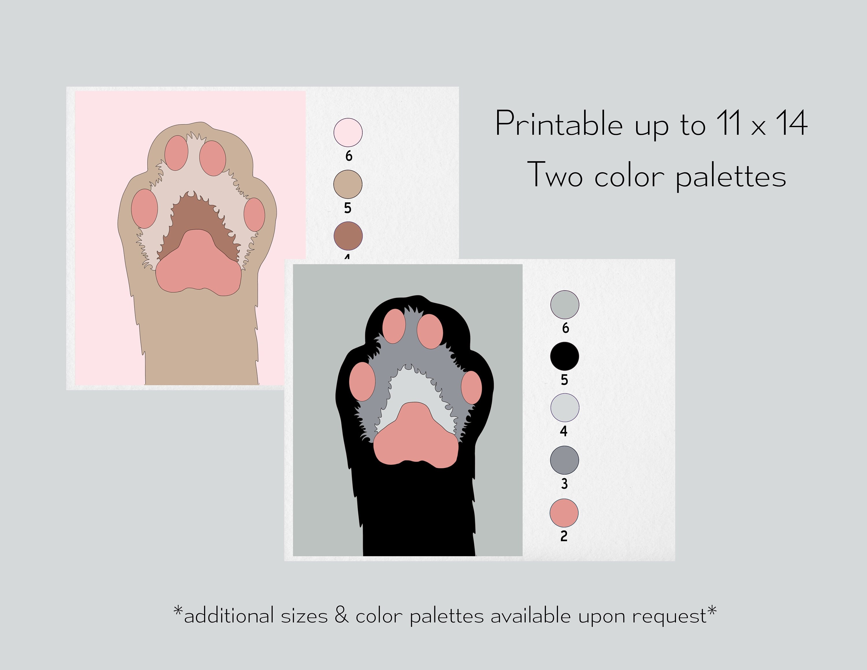 Cat Paw Paint by Number Printable Digital Download, Pink Beginner ...