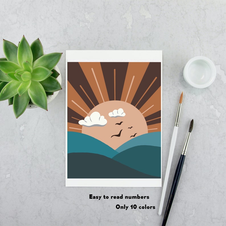 Printable Boho Sky Paint by Number Kit for Adult Beginners Bundle - Etsy