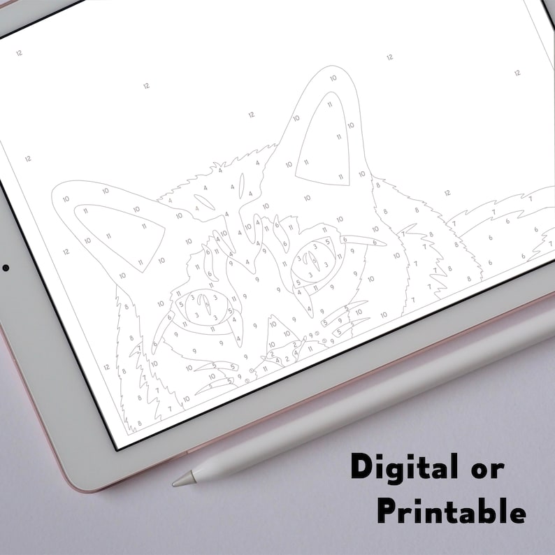 Cat Paint by Number Printable for Adults, DIY Art for Cat Lovers ...