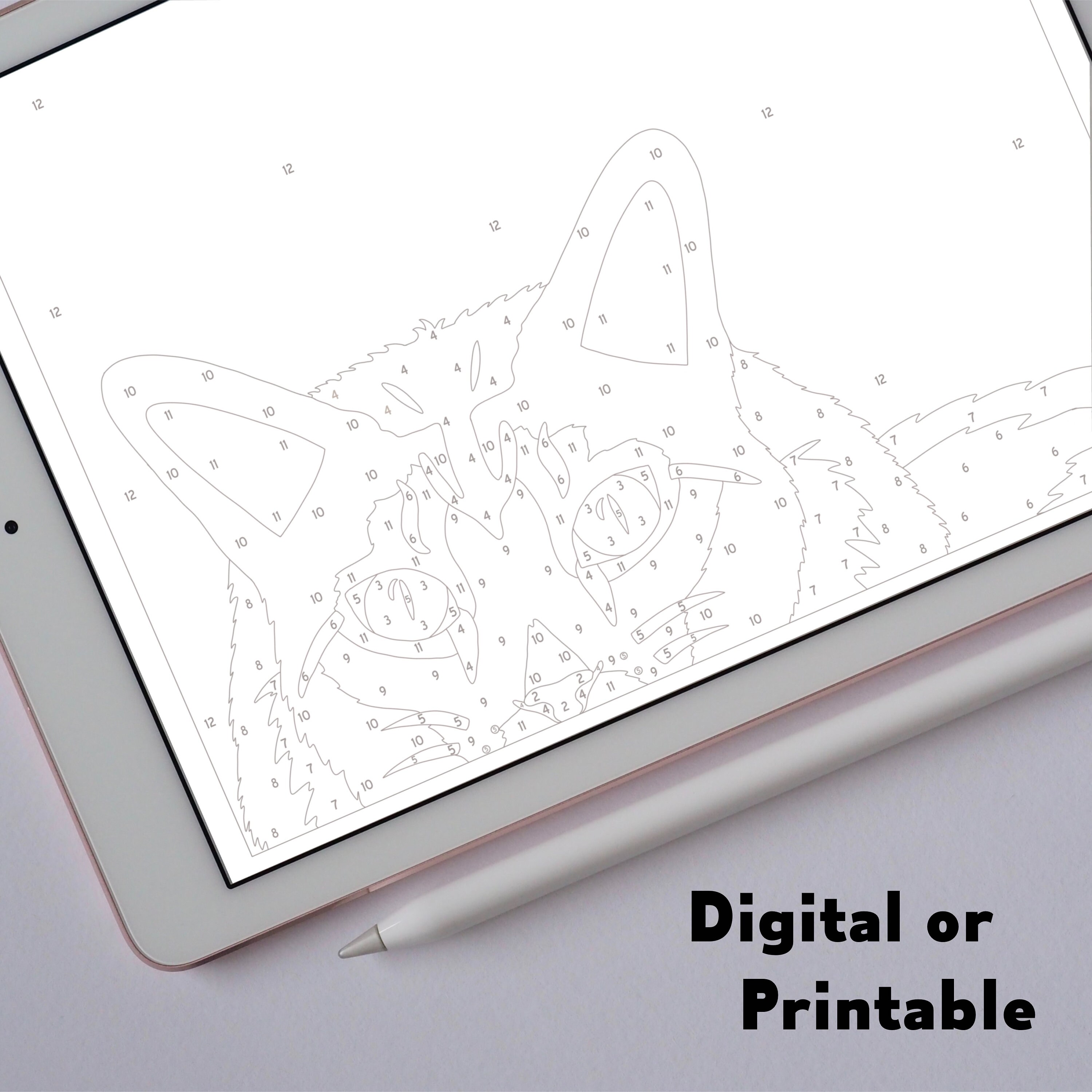 Cat Paint by Number Printable for Adults, DIY Art for Cat Lovers ...