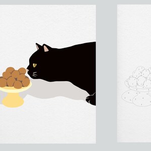 DIY Black Cat Paint by Number Traceable Outline, Printable Digital ...