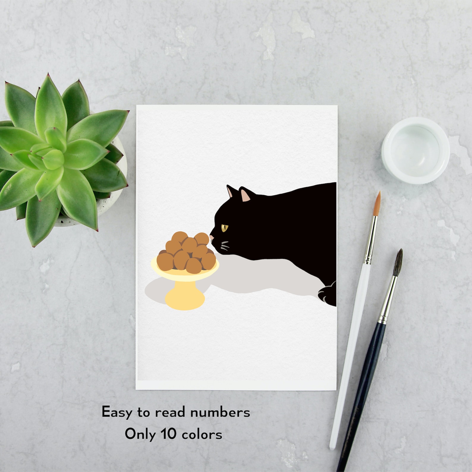 DIY Black Cat Paint by Number Traceable Outline, Printable Digital ...