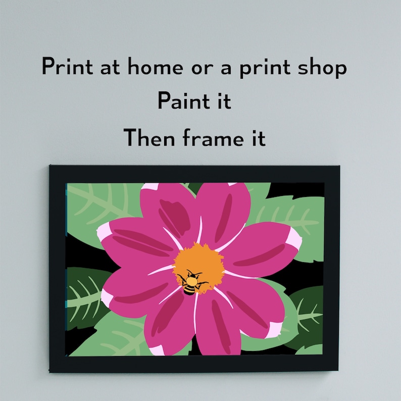 Traceable Canvas Pattern Outline of a Bee and Flower for Paint Parties ...