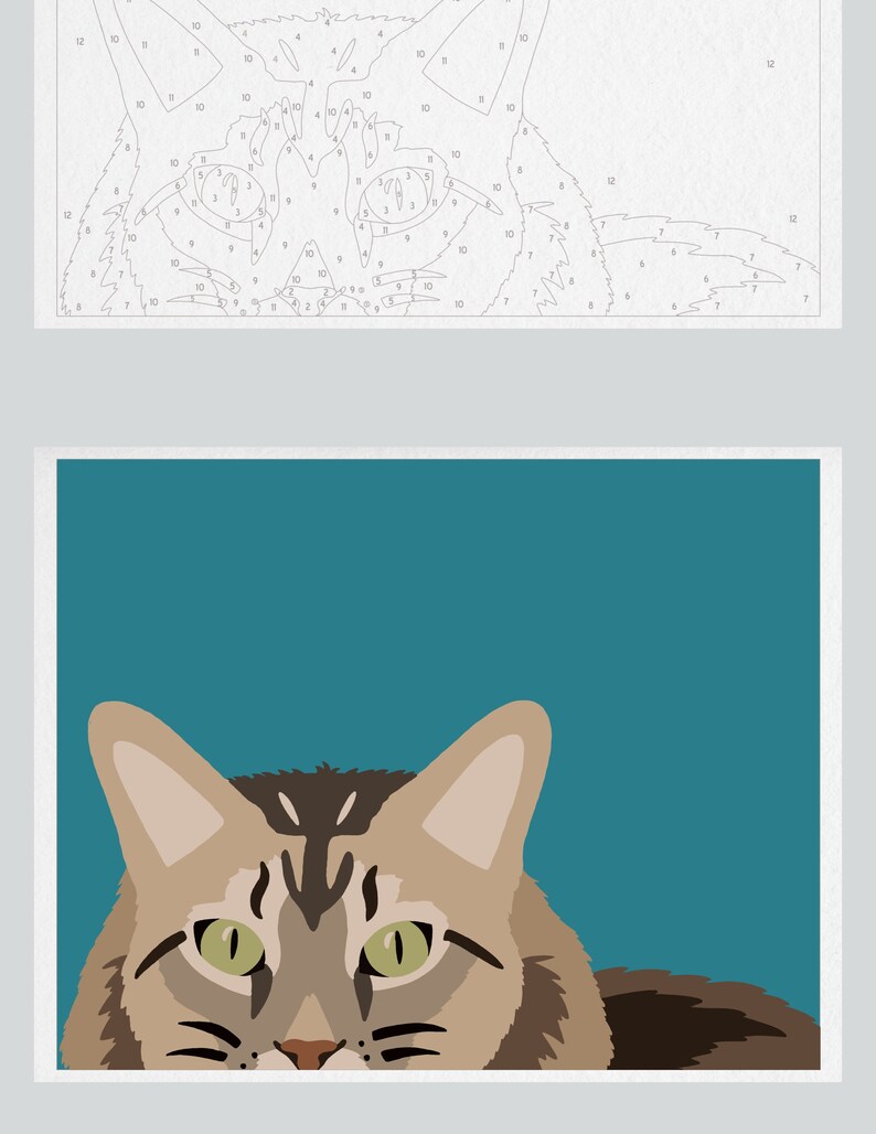 Cat Paint by Number Printable for Adults, DIY Art for Cat Lovers ...