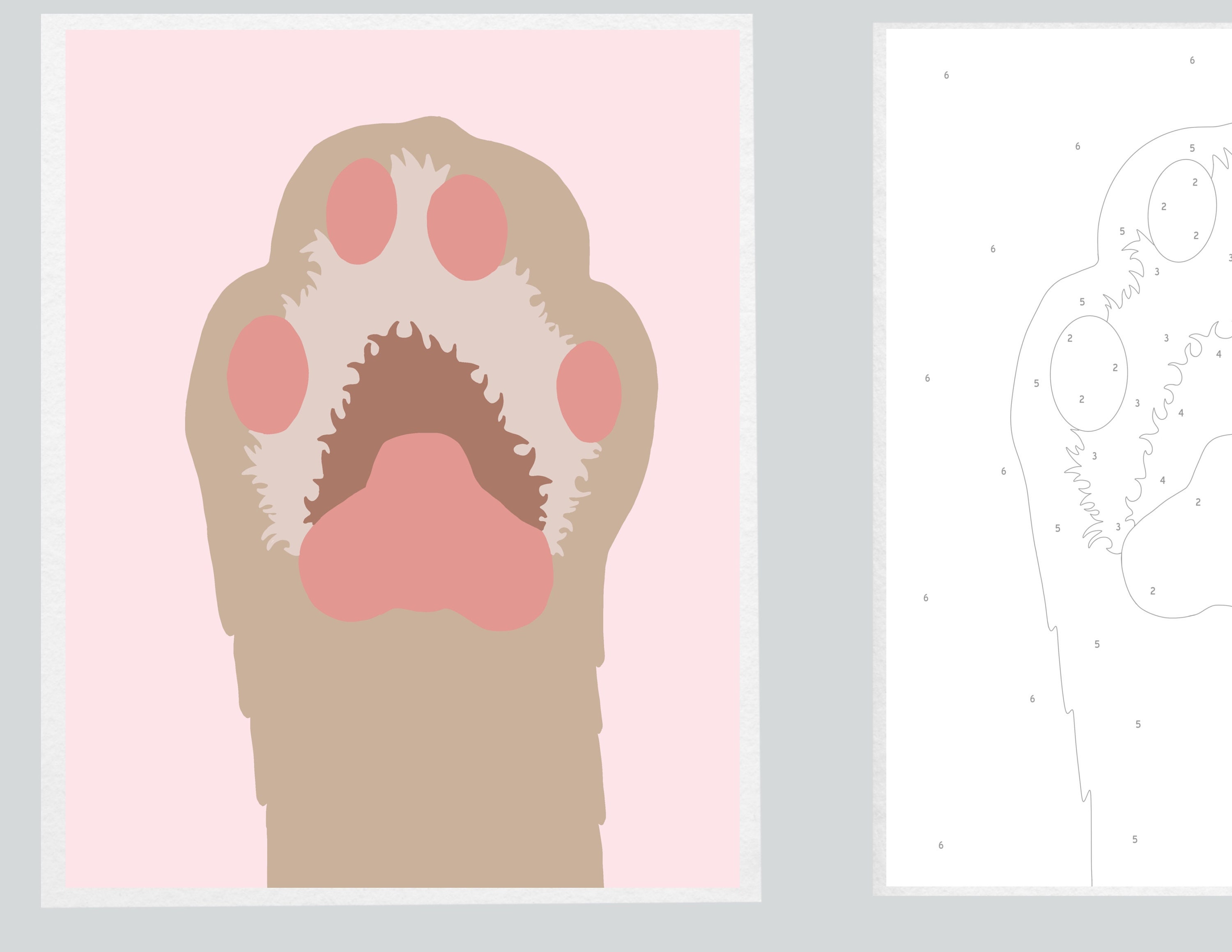 Cat Paw Paint by Number Printable Digital Download, Pink Beginner ...